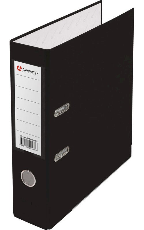 Папка-регистратор LAMARK 80 мм, PP, черная, металическая окантовка ...