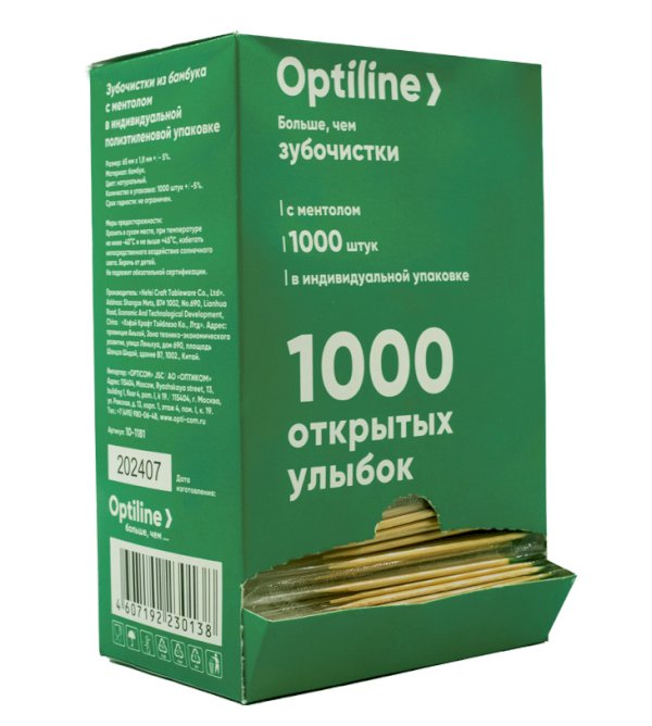 Зубочистки с ментолом бамбуковые Optiline в PE индивидуальной упаковке ...